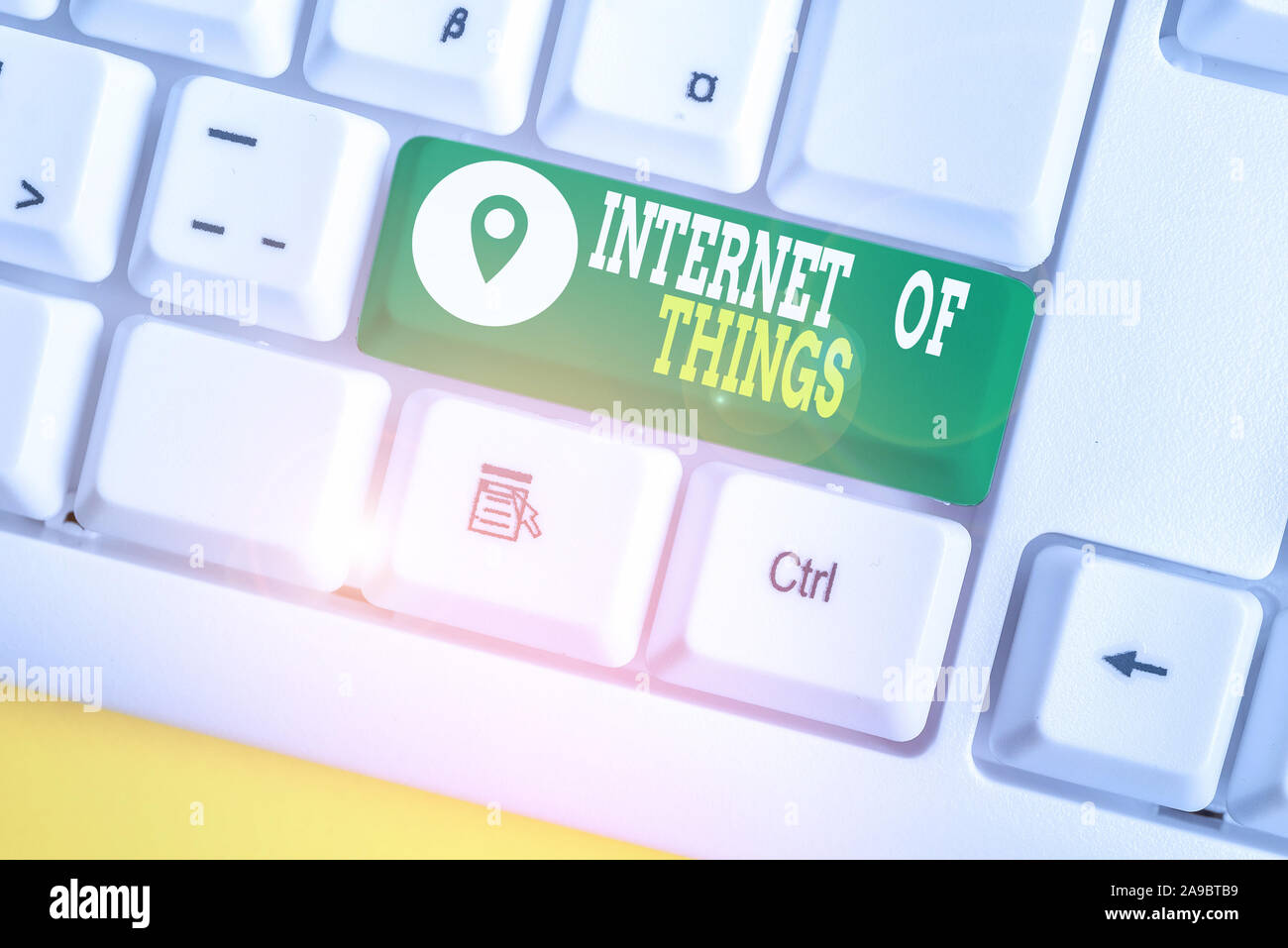 Writing note showing Internet Of Things. Business concept for ...