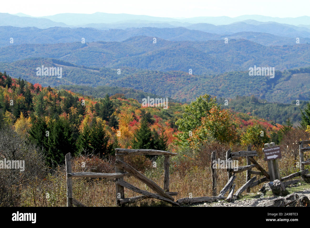 Hiking trail and fall landscape at Grayson Highlands State Park in ...
