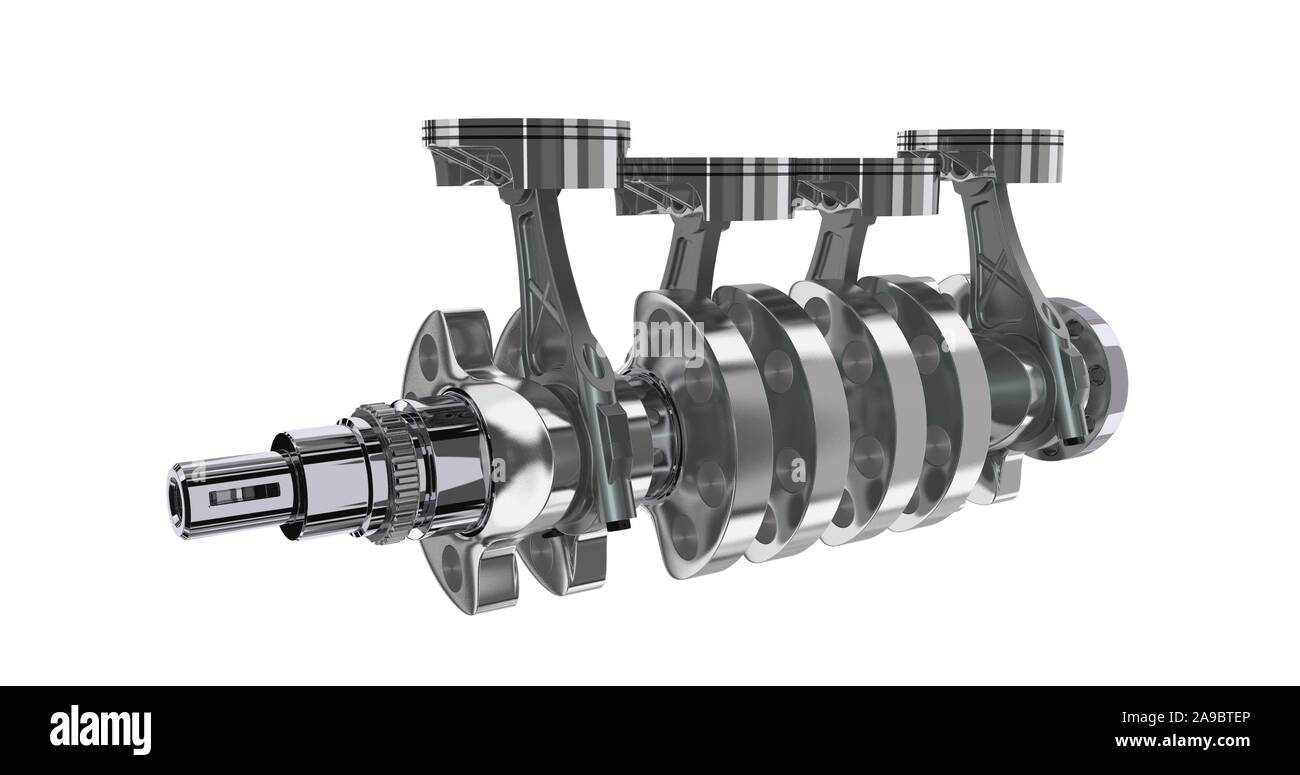 4 in line engine. 3D render Stock Photo - Alamy