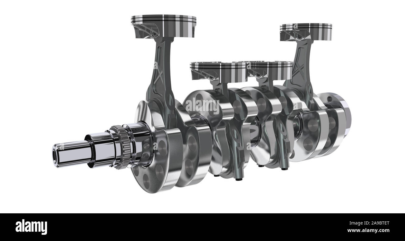 4 in line engine. 3D render Stock Photo - Alamy