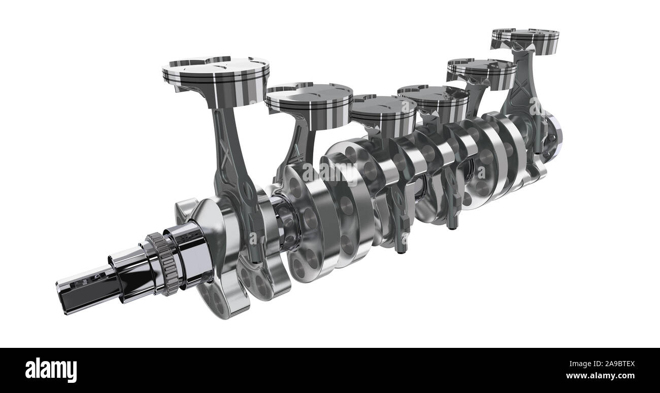 6 in line engine. 3D render Stock Photo - Alamy