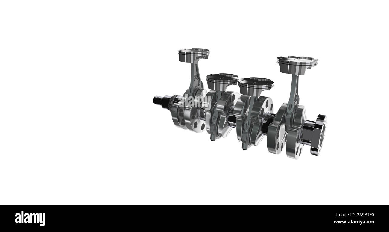 4 in line engine. 3D render Stock Photo - Alamy