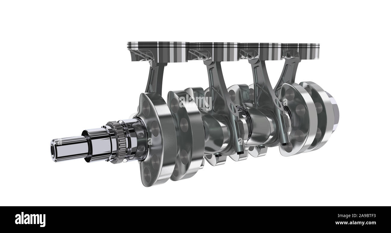 4 in line engine. 3D render Stock Photo - Alamy