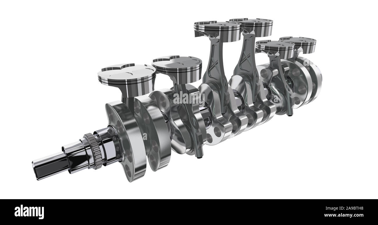 6 in line engine. 3D render Stock Photo - Alamy