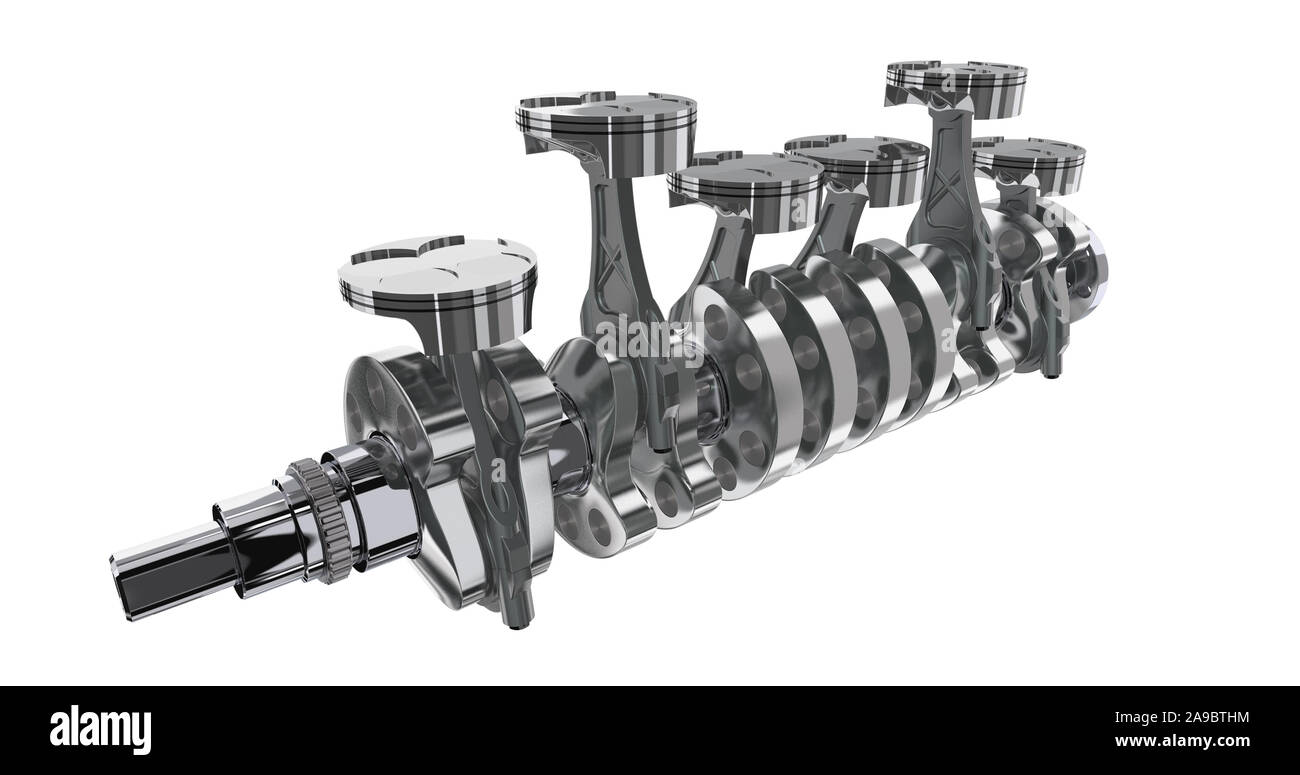 6 in line engine. 3D render Stock Photo - Alamy