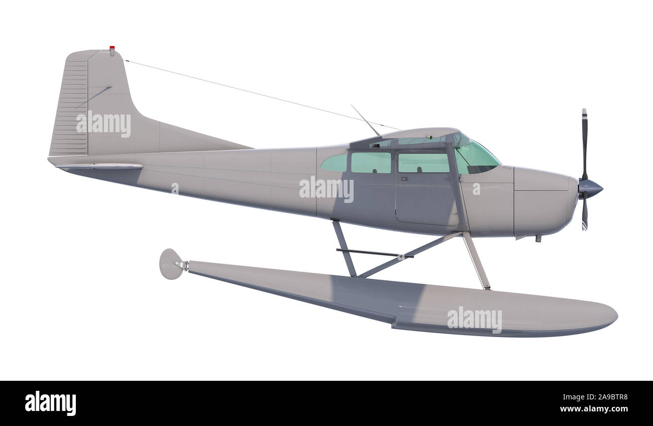 Retro seaplane illustration. Isolated on white background. 3D render ...