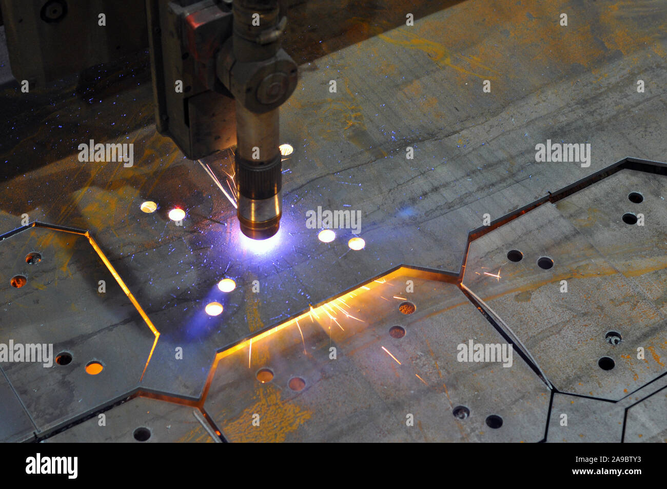 Metal cutting. The process of cutting metal using plasma cutting ...