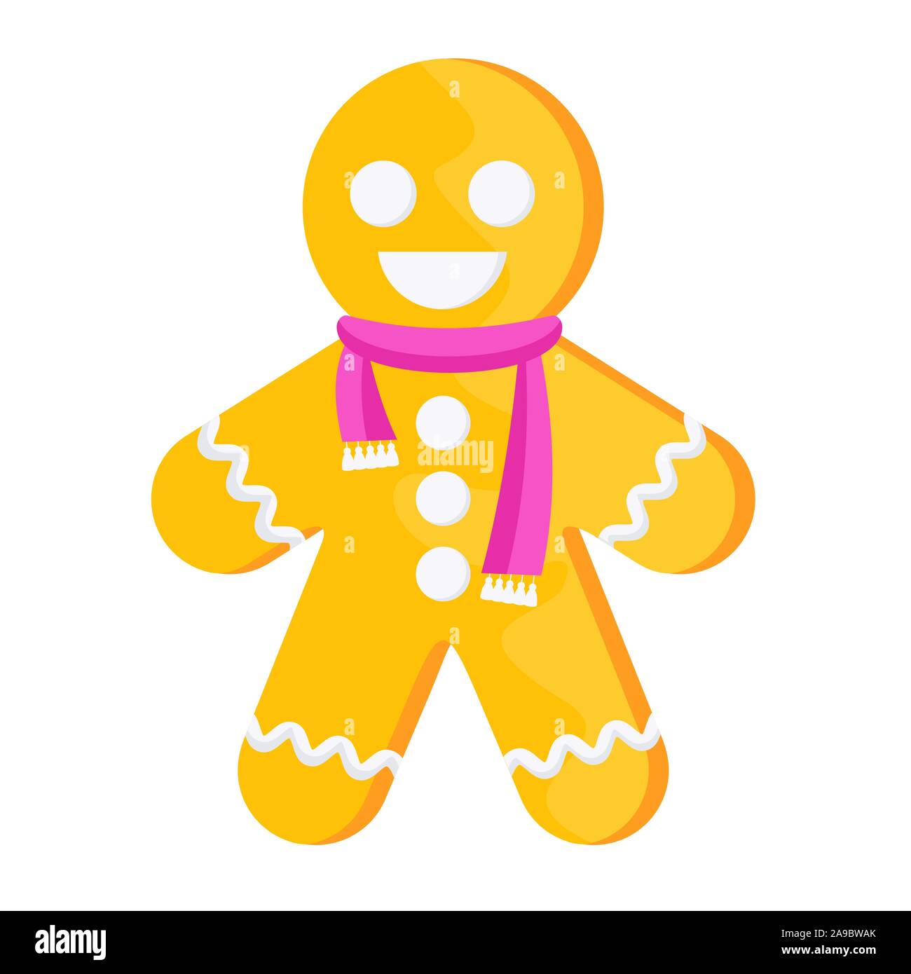 Gingerbread man in a pink scarf. Sweet gingerbread, festive pastries ...