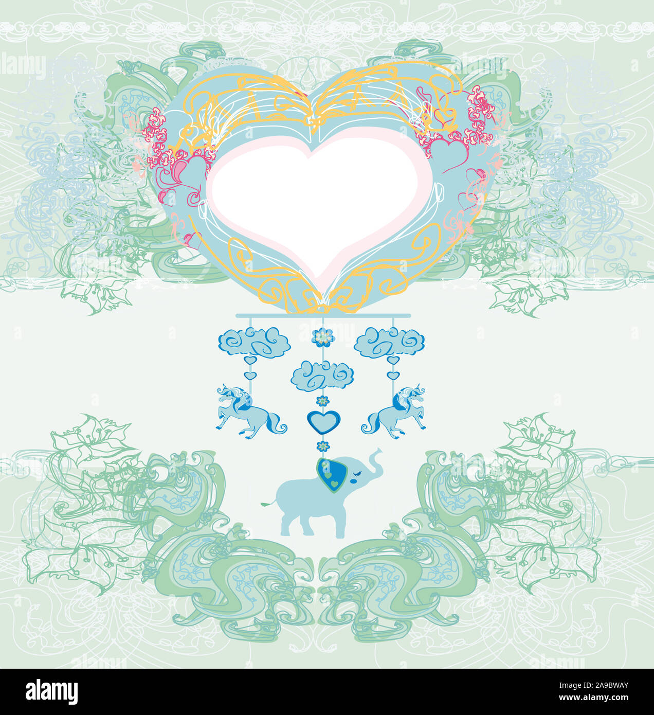 Baby Carousel with elephants, unicorns and clouds Stock Photo - Alamy