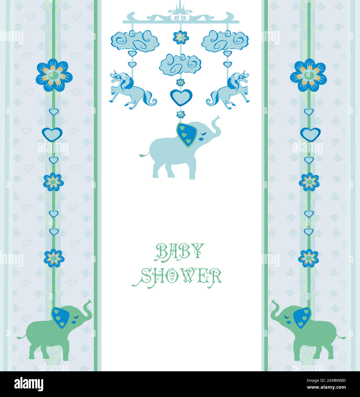 Baby Carousel with elephants, unicorns and clouds Stock Photo - Alamy