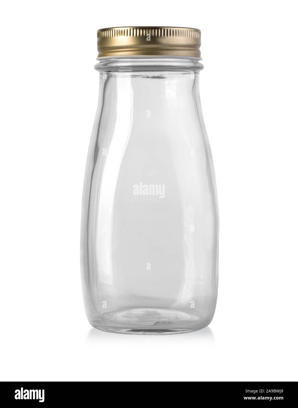 empty glass jar with metal lid isolated on white background with ...