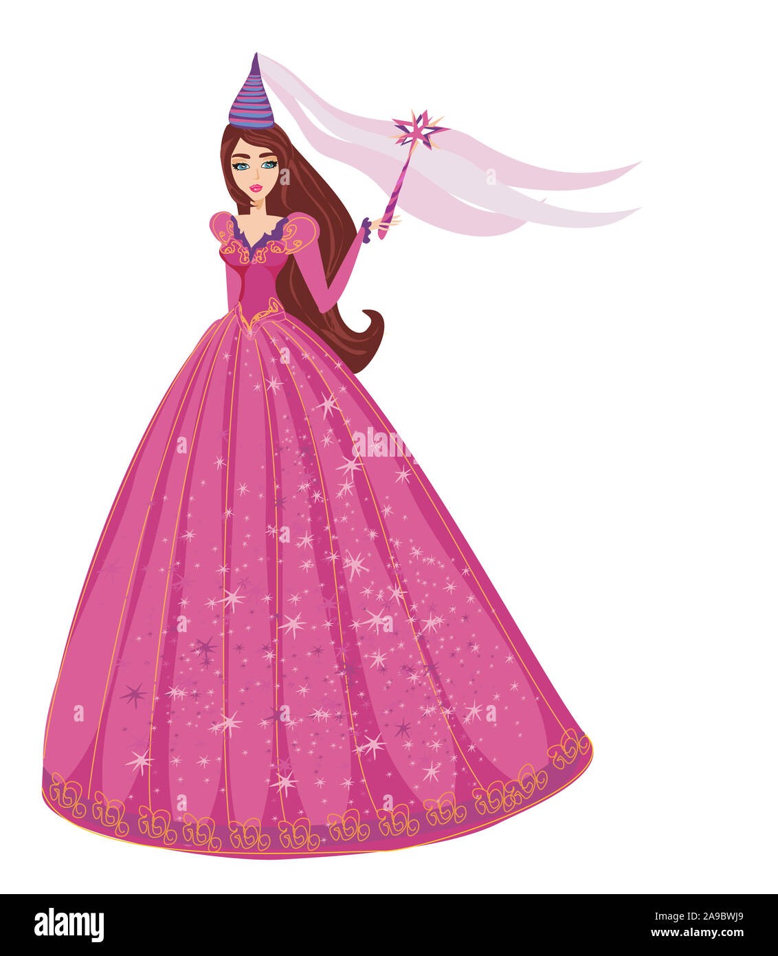 Beautiful fairy with magic wand - isolated illustration Stock Photo - Alamy