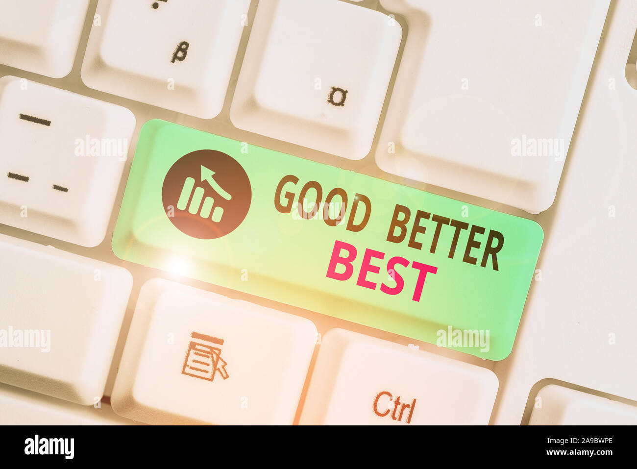 Writing note showing Good Better Best. Business concept for Increase ...