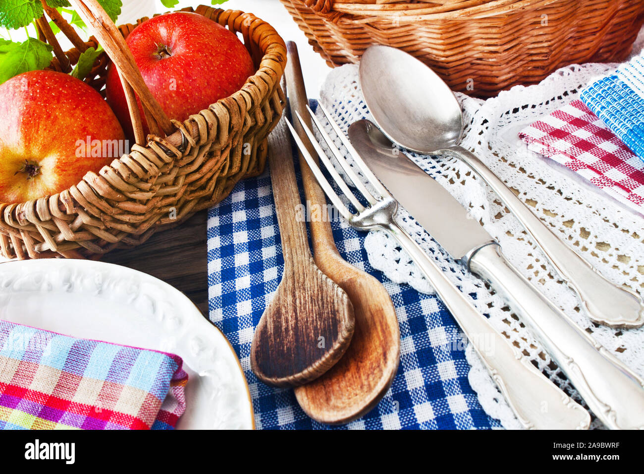 Country style dinner table decoration Stock Photo - Alamy