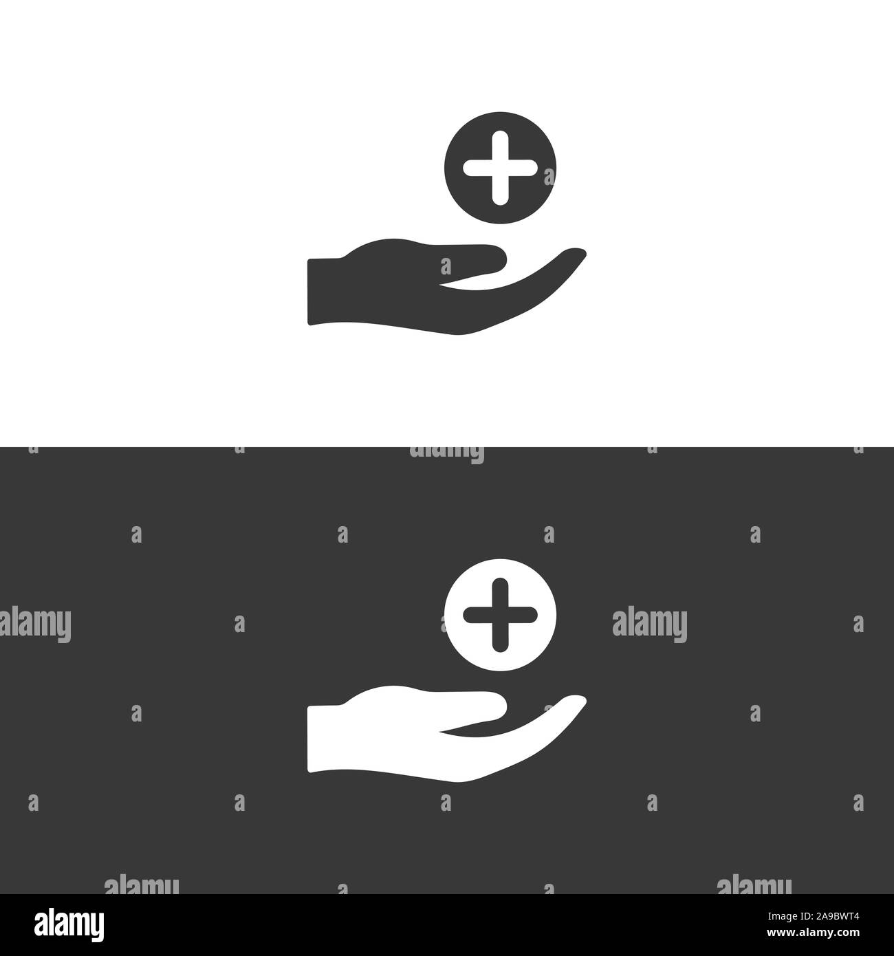 Hand with pharmacy cross. Flat icon. Isolated medicine vector ...