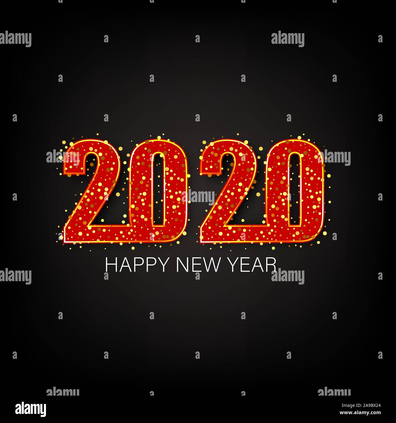 Happy New Year 2020, gold shiny glitter glowing numbers design of ...