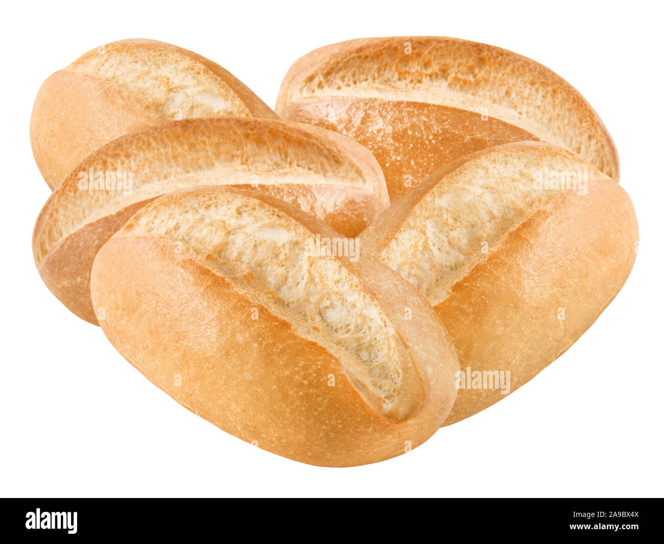 Five bread rolls isolated against white background Stock Photo - Alamy