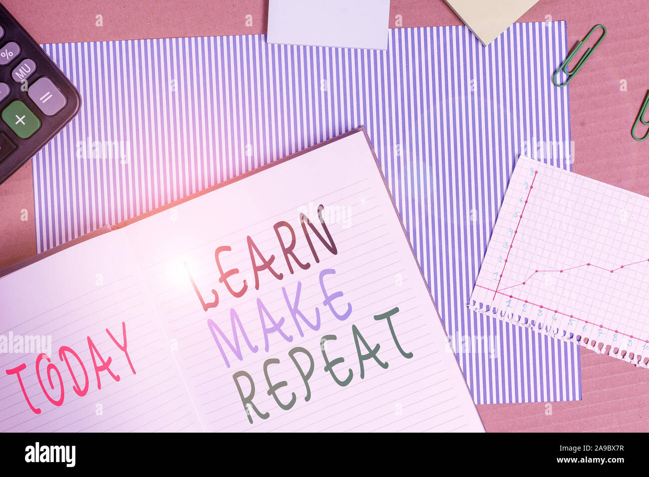 Handwriting text writing Learn Make Repeat. Conceptual photo Once you ...