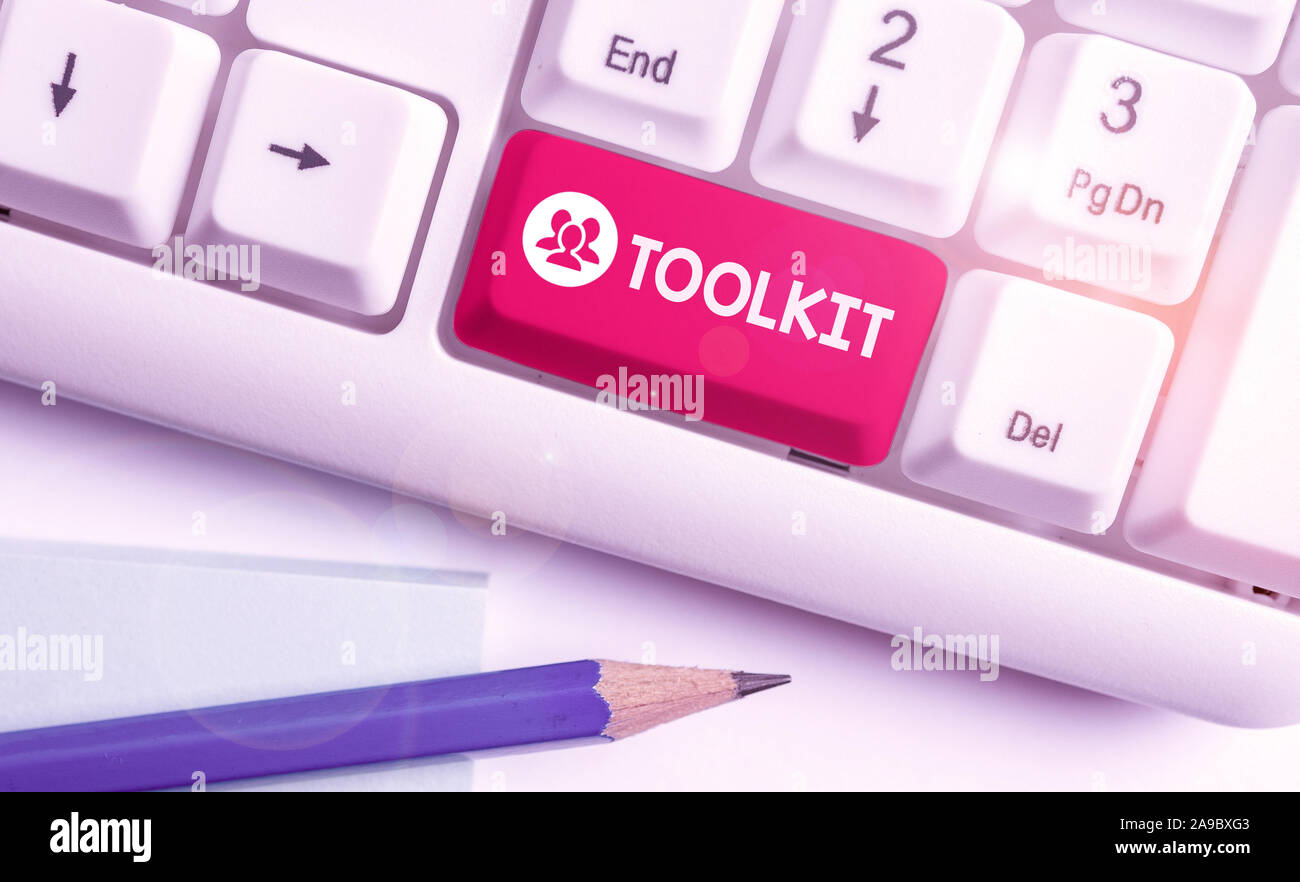 Writing note showing Toolkit. Business concept for set of tools kept in ...