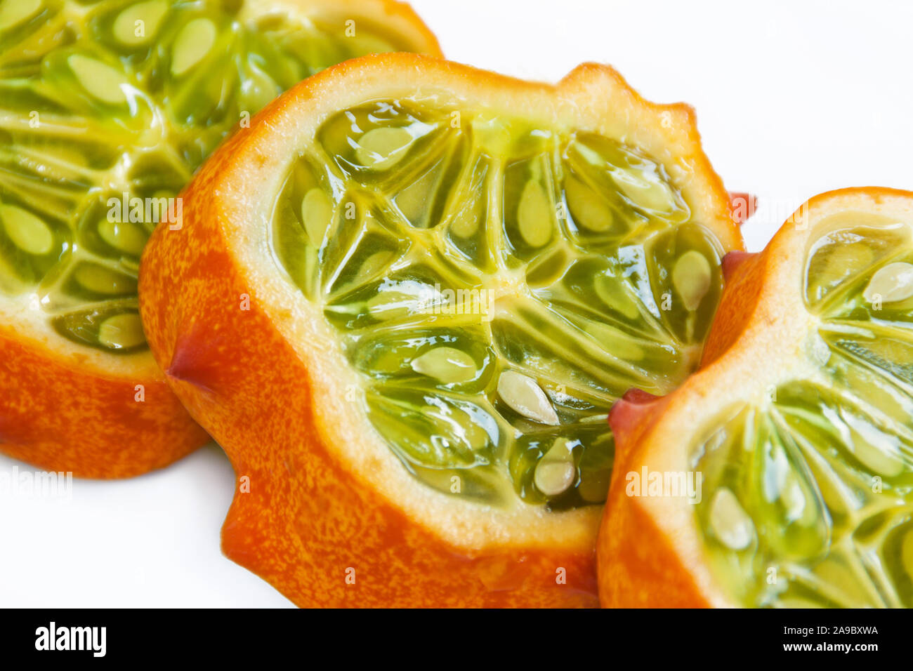 Kiwano fruit on white background Stock Photo - Alamy