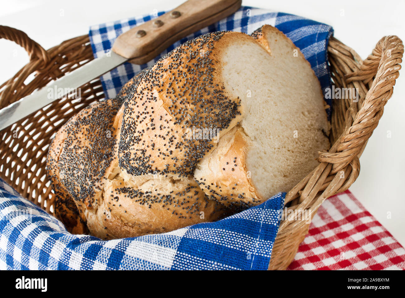 White wheat bread with poppy seeds Stock Photo - Alamy