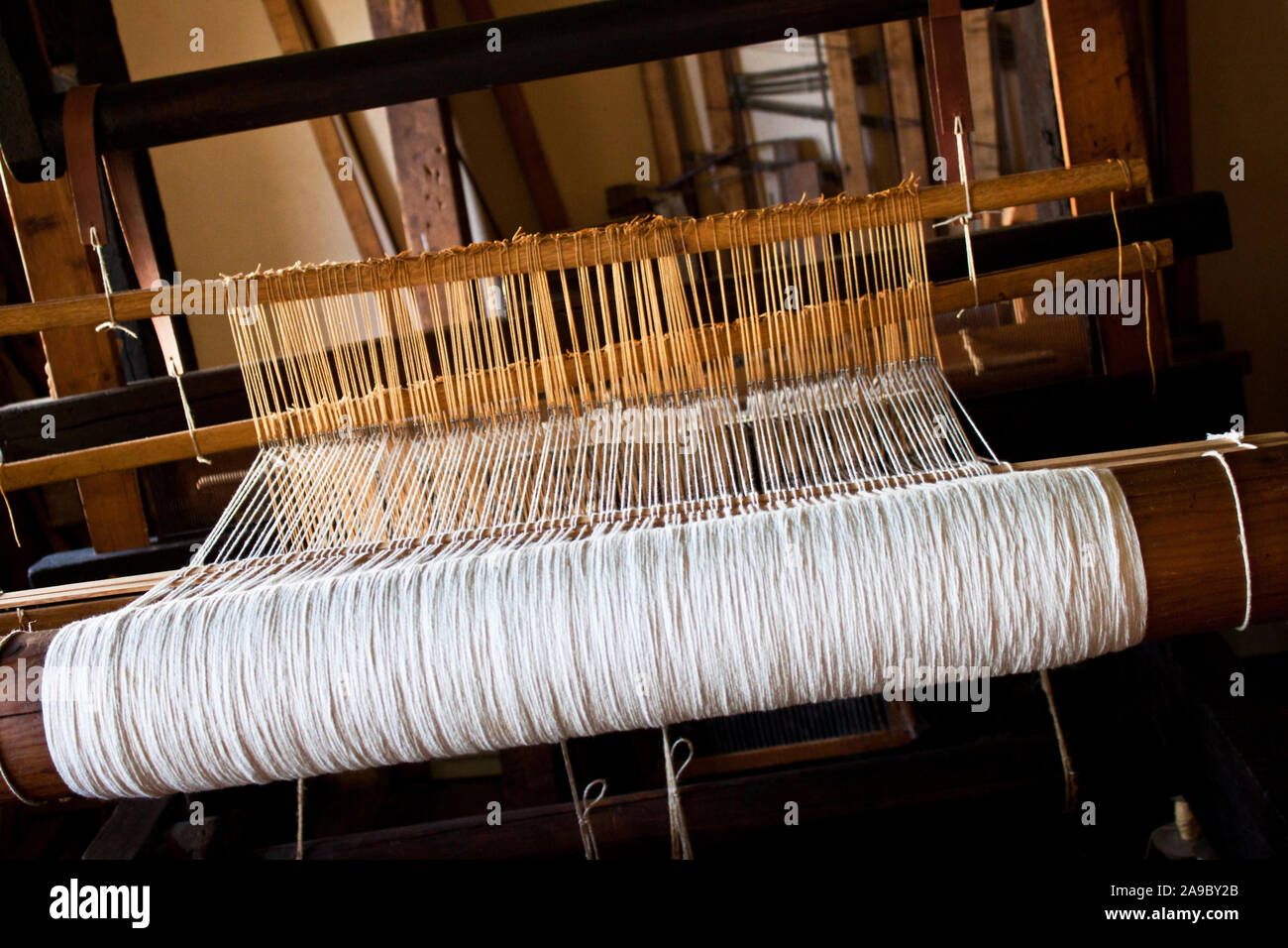 Vintage Veaving loom Stock Photo - Alamy