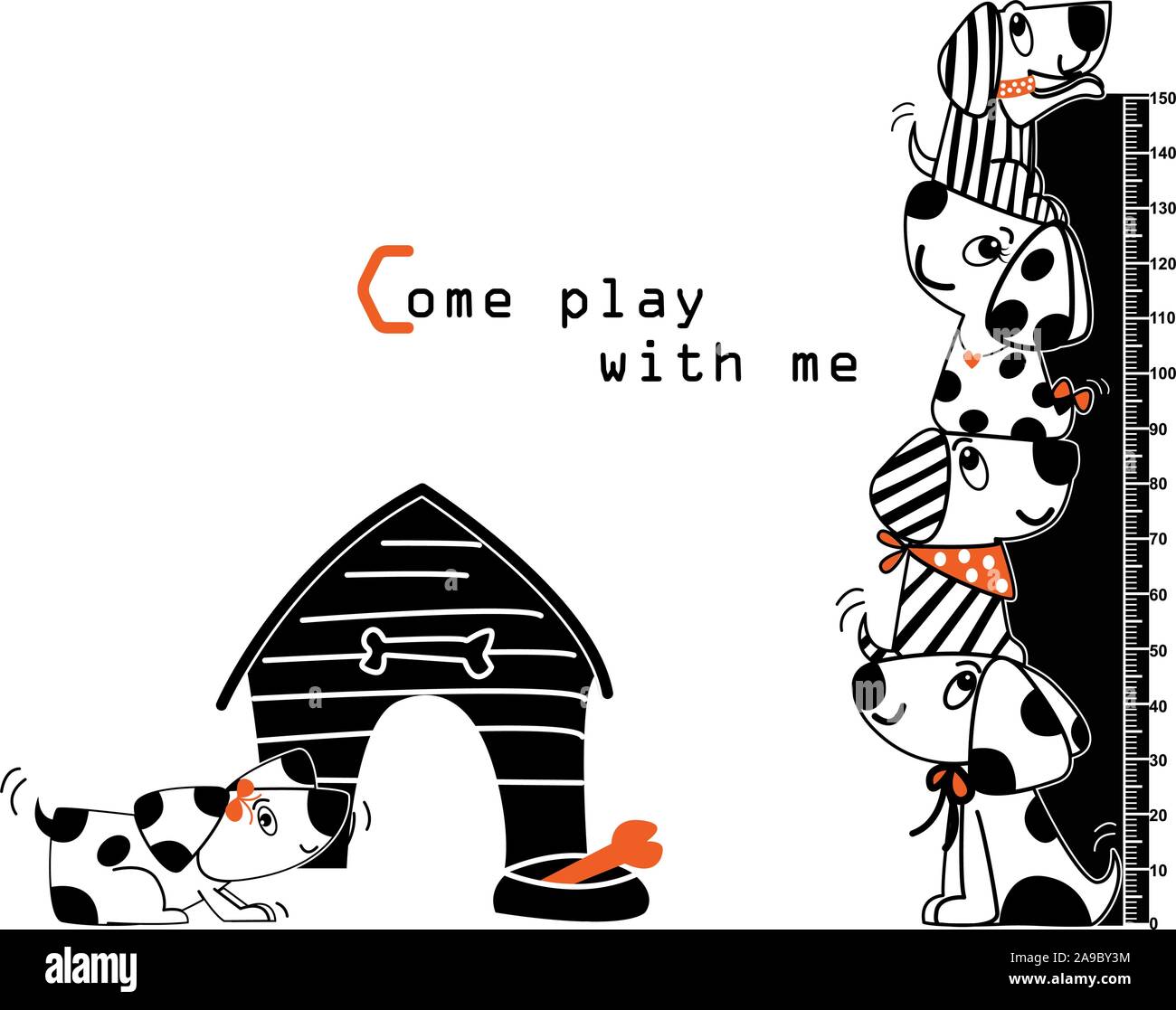 Kids height ruler with puppies - Vector Stock Vector Image & Art - Alamy