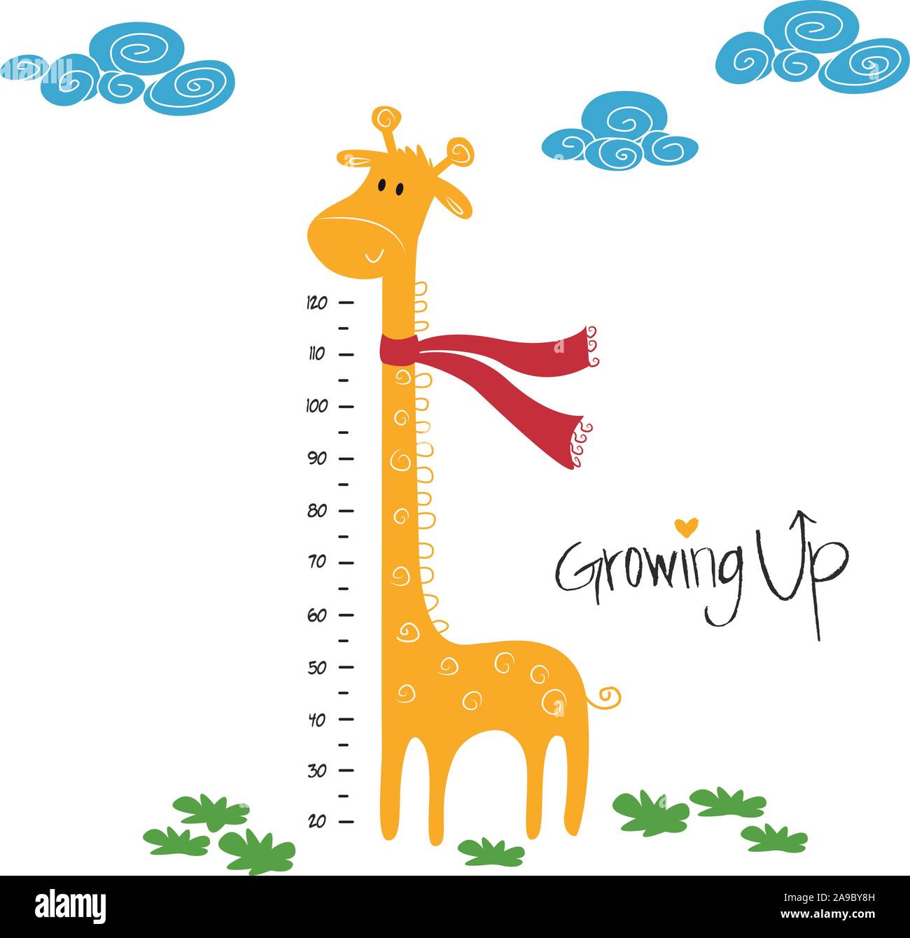Kids height ruler with giraffe - Vector Stock Vector Image & Art - Alamy