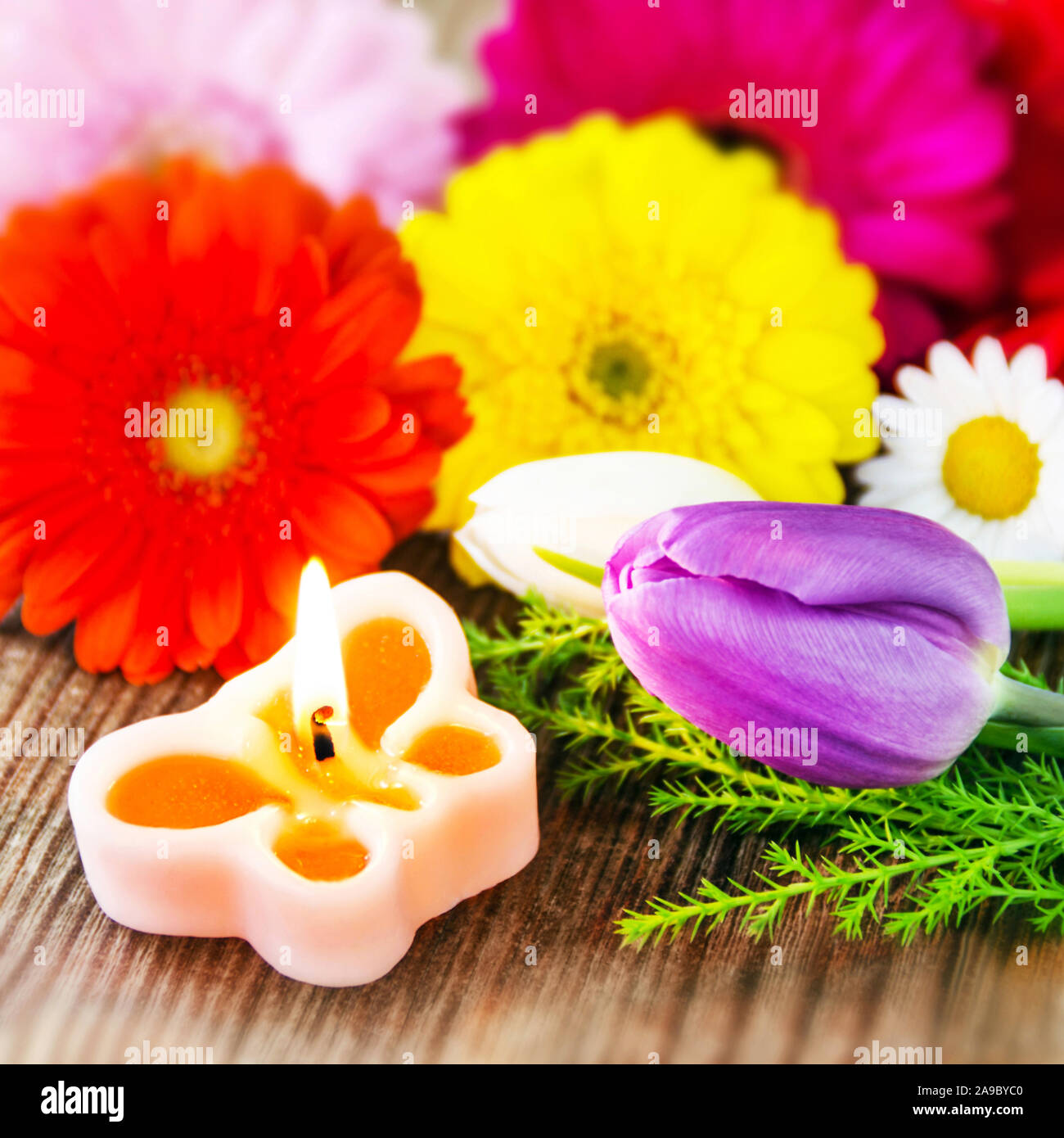 Wellness background with flowers Stock Photo - Alamy
