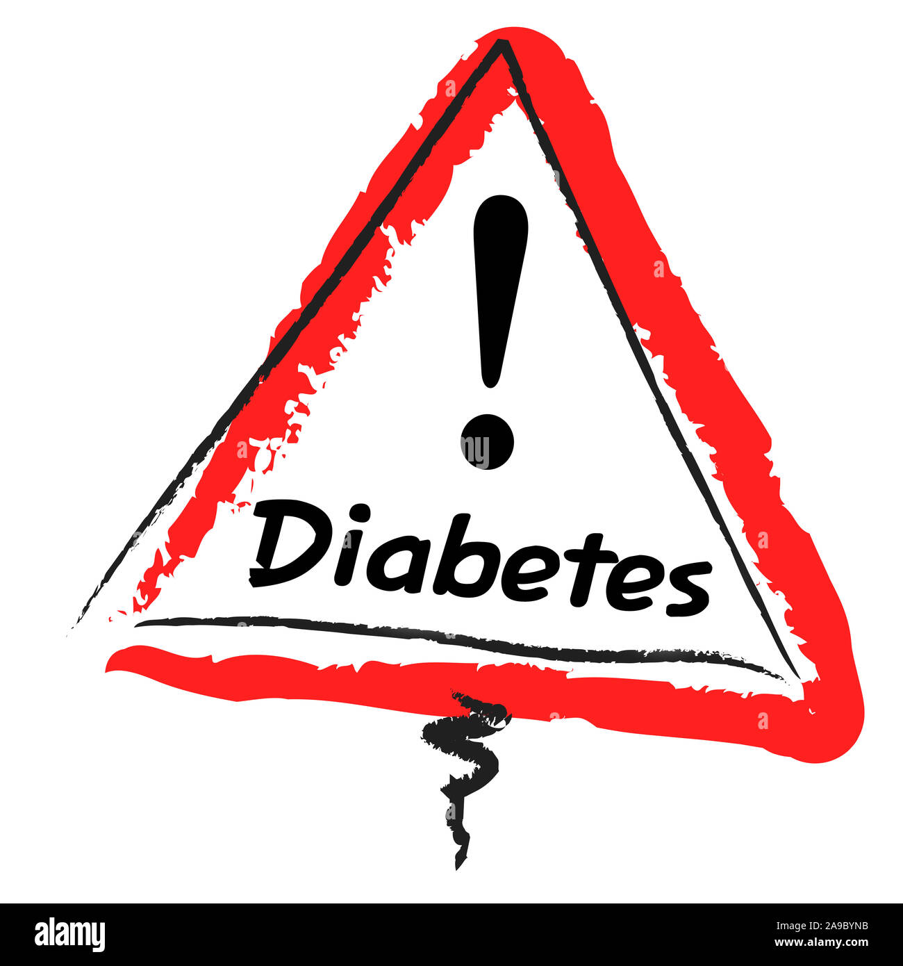 Diabetes warning traffic sign isolated against white background Stock ...