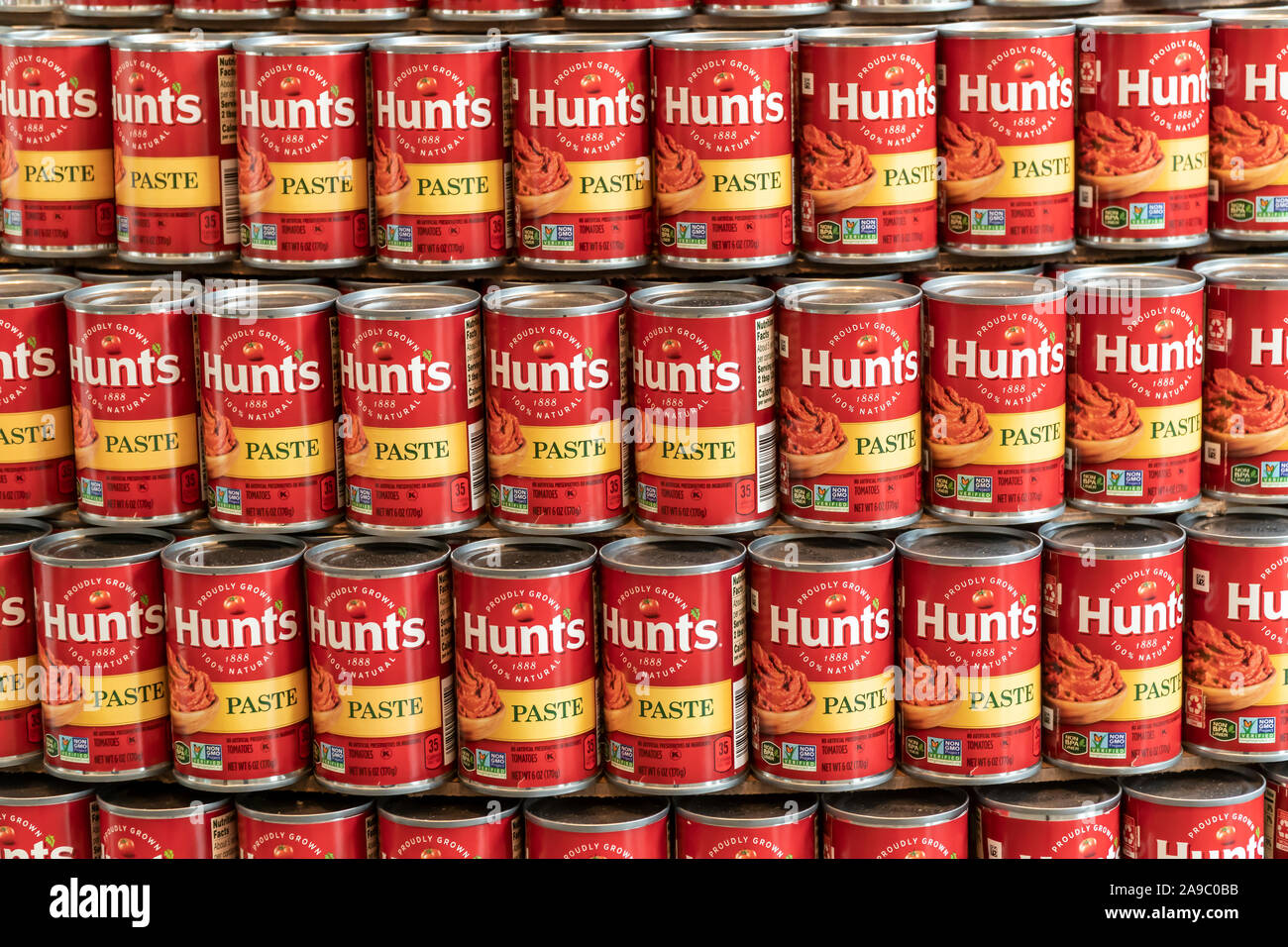 A display of Hunt’s brand tomato paste cans in New York on Thursday ...