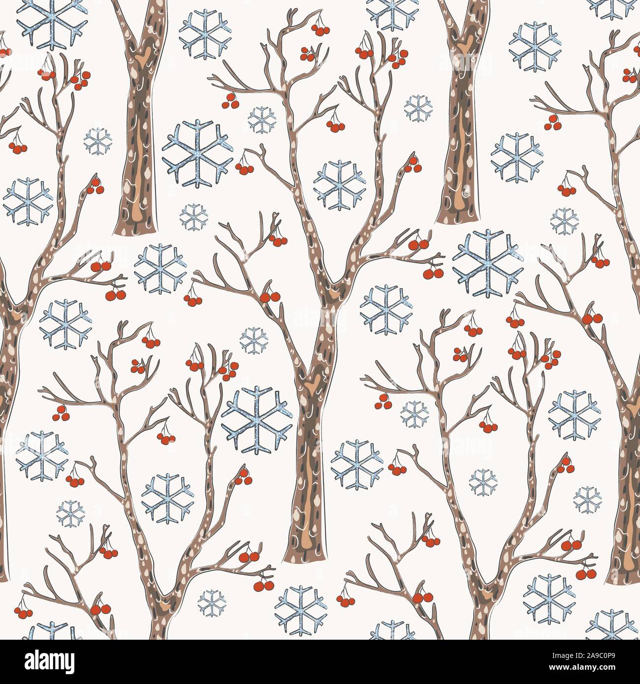 Seamless Pattern with Cute Trees. Scandinavian Style. Vector ...