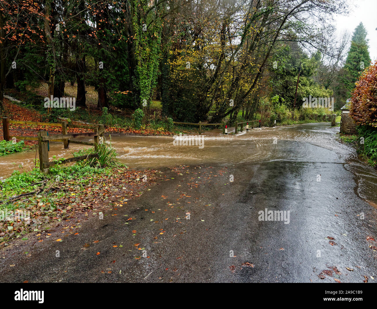 High water at Whitebrook, Wye Valley, UK Stock Photo - Alamy