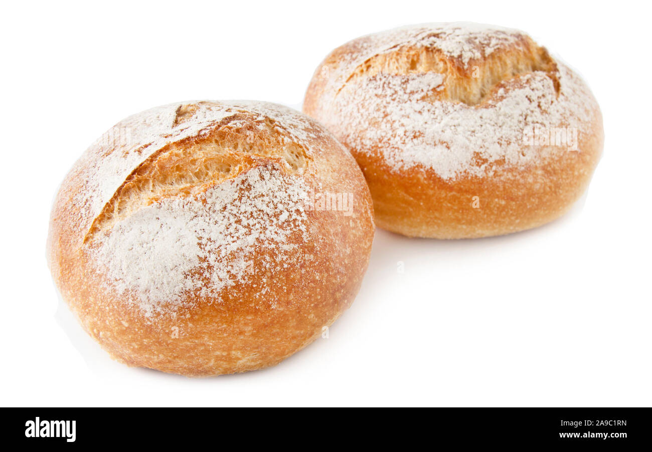 Two bread rolls against white background Stock Photo - Alamy