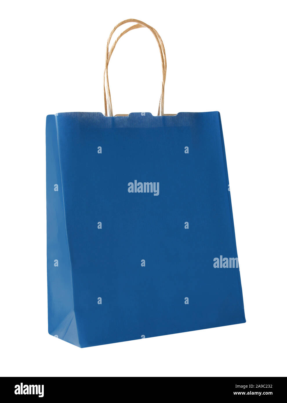 Blue Paper bag on white background Stock Photo - Alamy