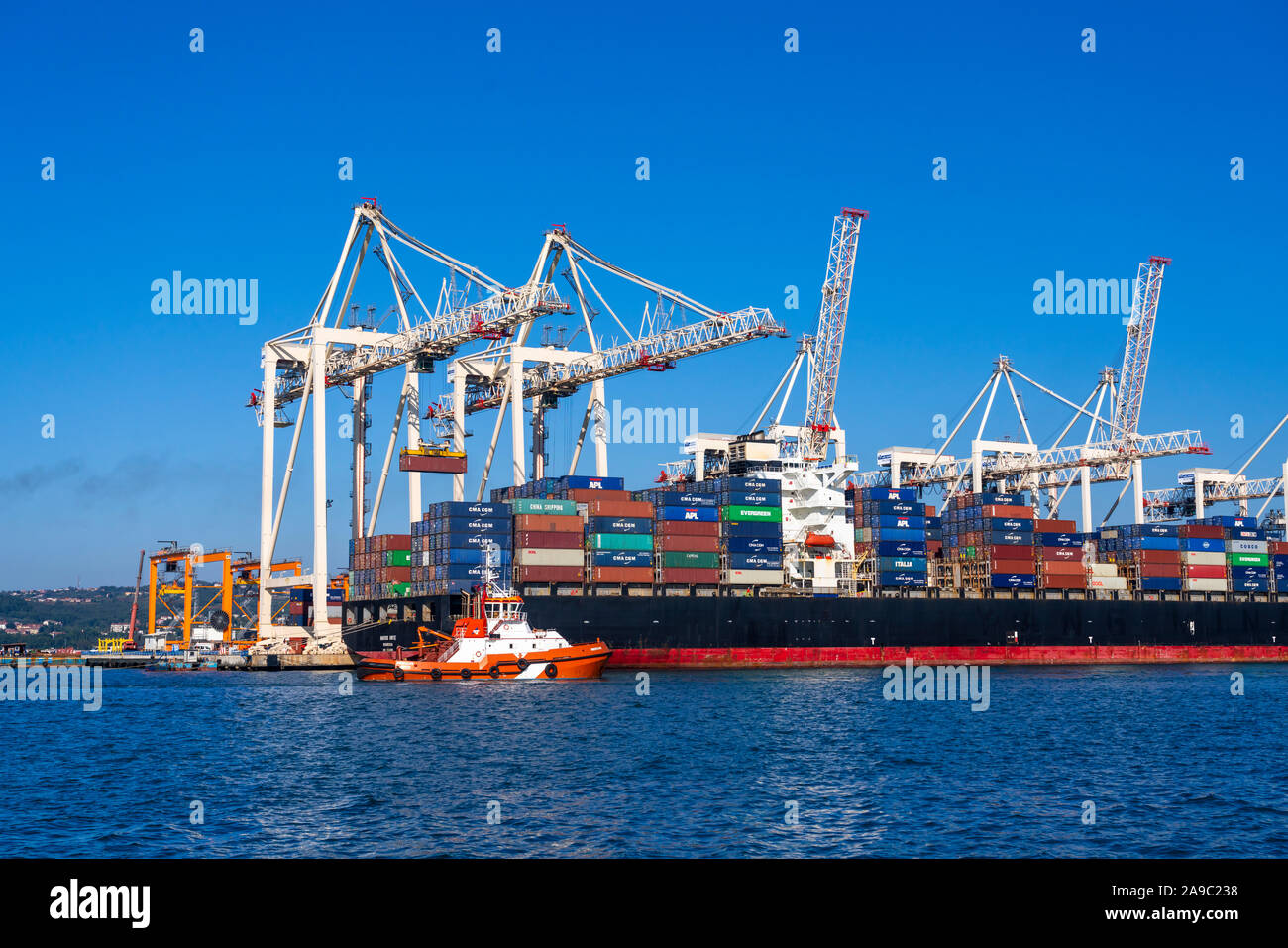 The Adriatic container port facilities of Koper, Slovenia, Europe Stock ...