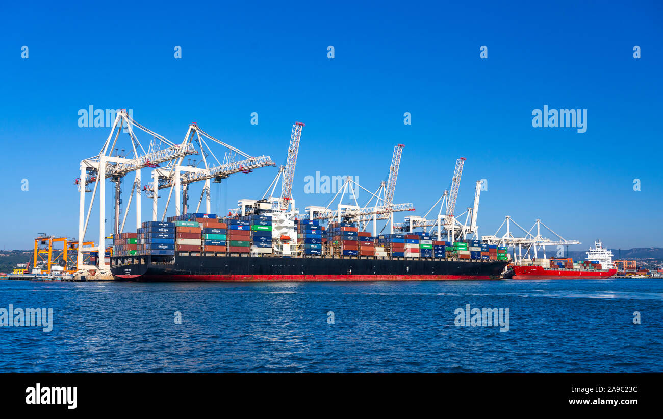The Adriatic container port facilities of Koper, Slovenia, Europe Stock ...