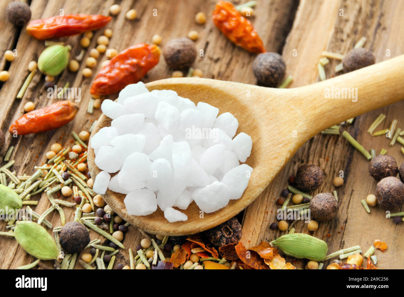 Salt and various spices Stock Photo - Alamy