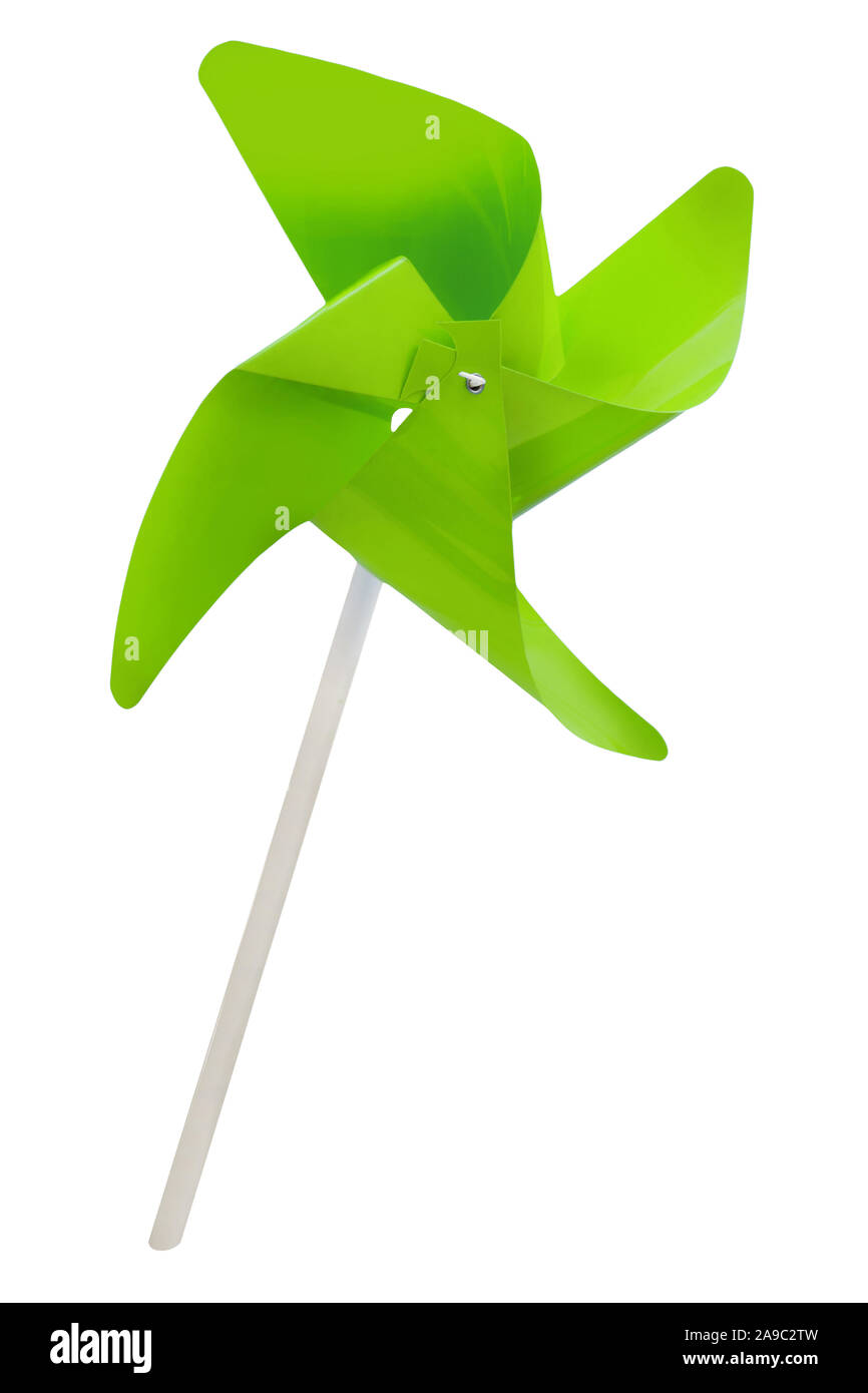 Green pinwheel on white background Stock Photo - Alamy