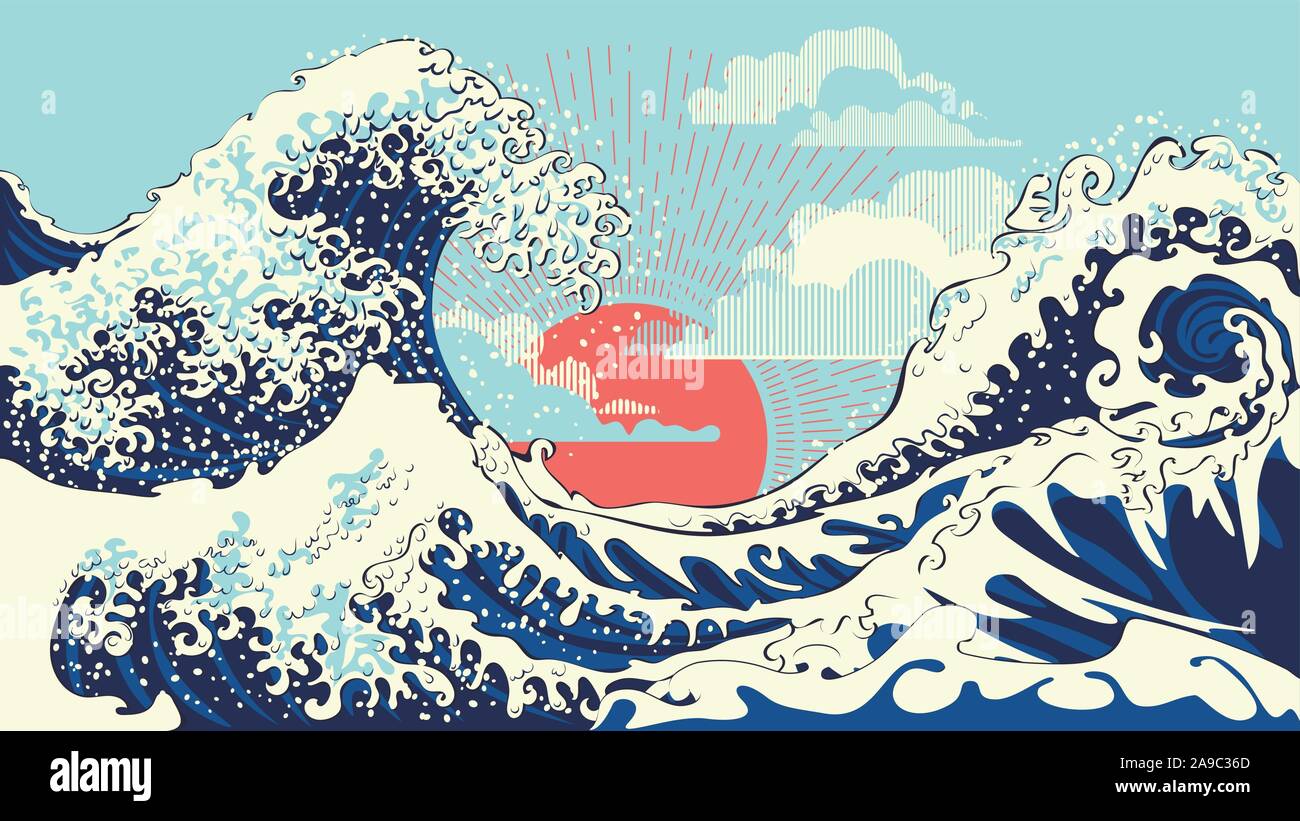 Ocean surf art deco Stock Vector Images - Alamy