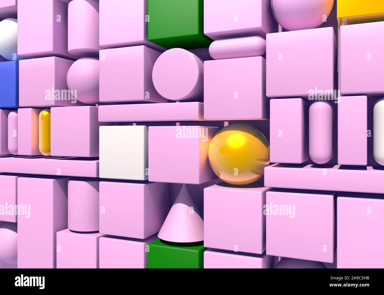 Abstract background with wall of multiple 3d shapes Stock Photo - Alamy