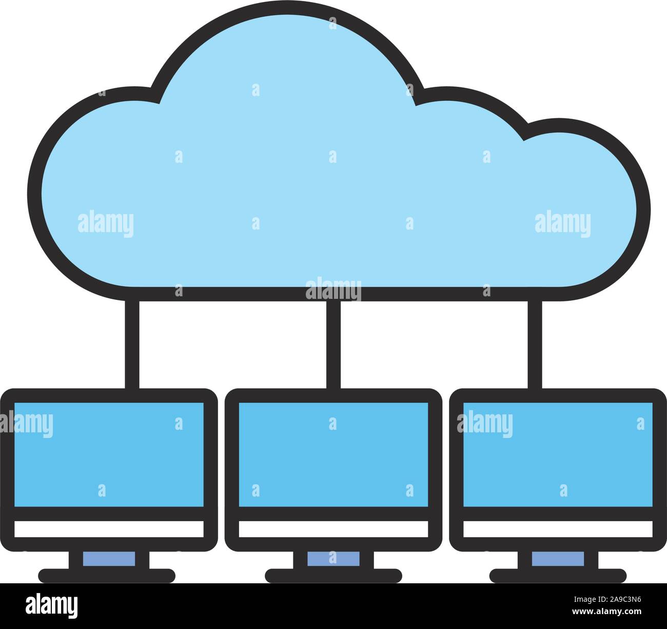 cloud computing computers center internet flat line style illustration Stock Vector Image & Art ...