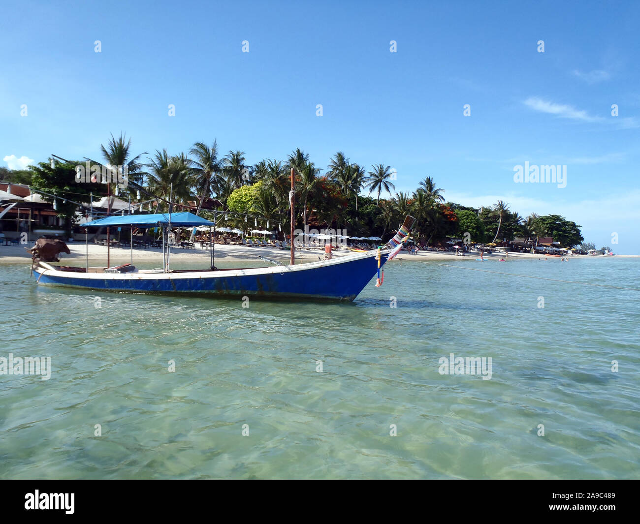 Koh Samui, Thailand - April 28, 2013: beach and boat in Koh Samui Stock ...