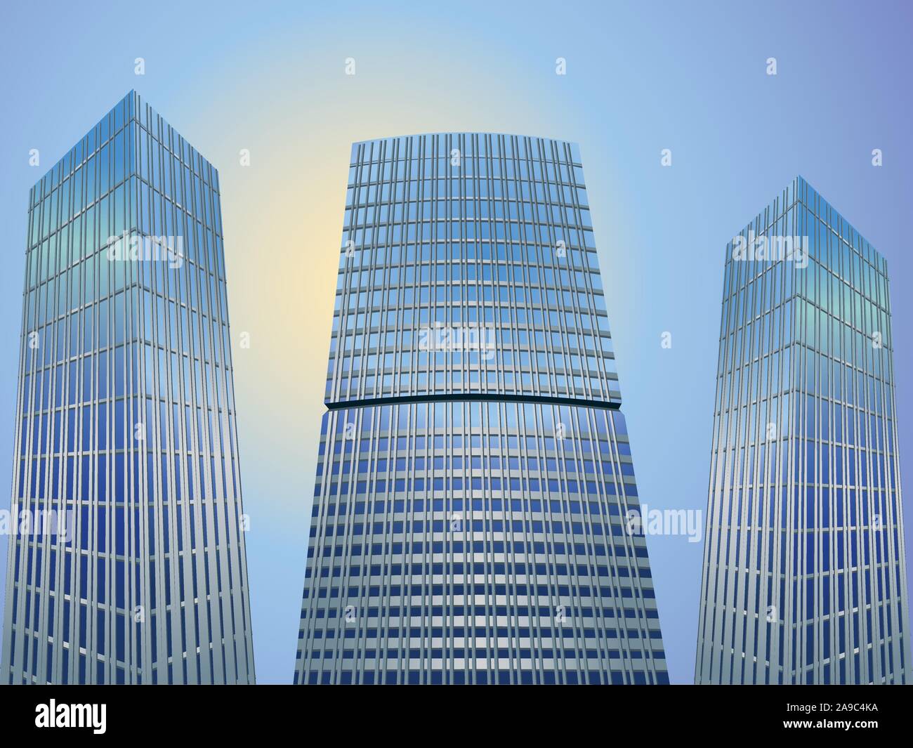 Three modern buildings over blue sky background Stock Vector Image ...