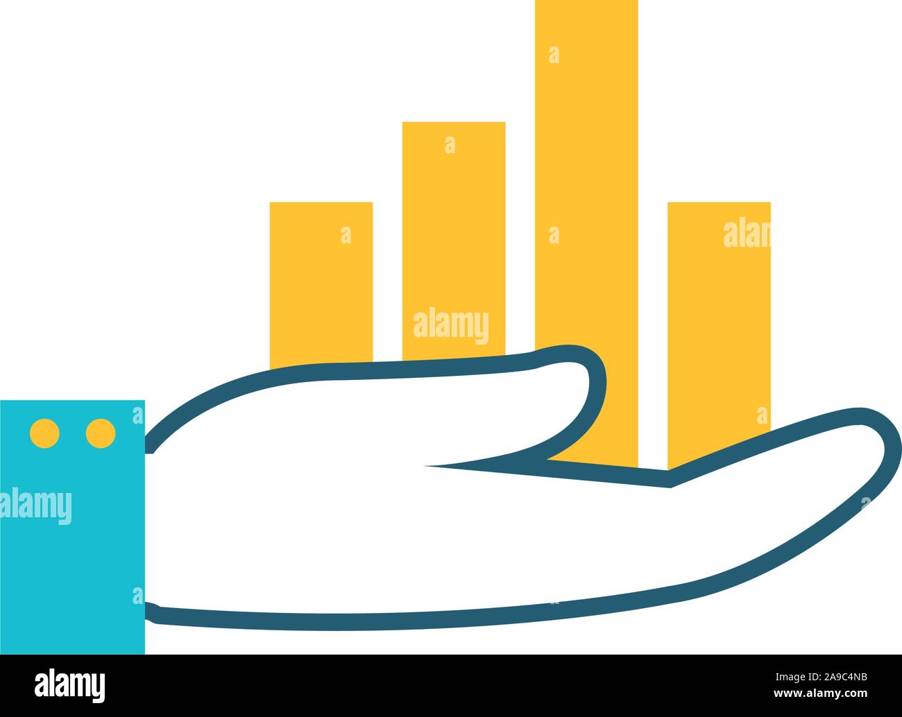 hand with statistics bars infographic isolated icon Stock Vector Image ...