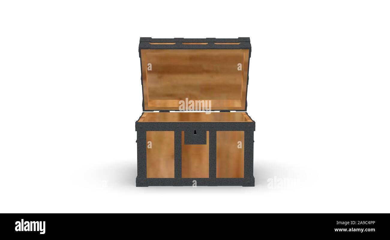Wood chest isolated on White 3D Rendering Stock Photo - Alamy
