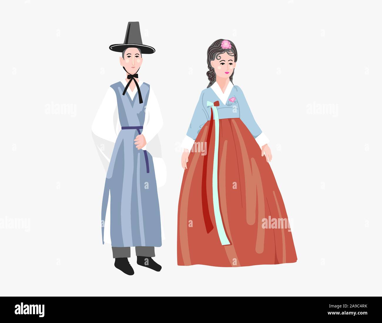 couple in traditional korean dresses, wear korean hanbok costume Stock Vector Image & Art - Alamy