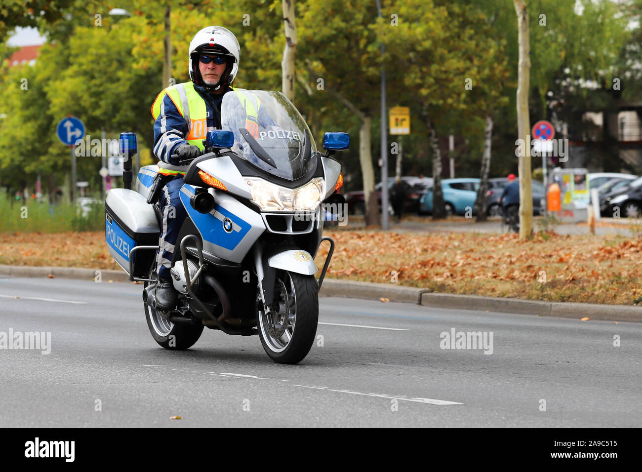 Berlin, Berlin / Germany, September 15, 2018. Berlin police officers on ...