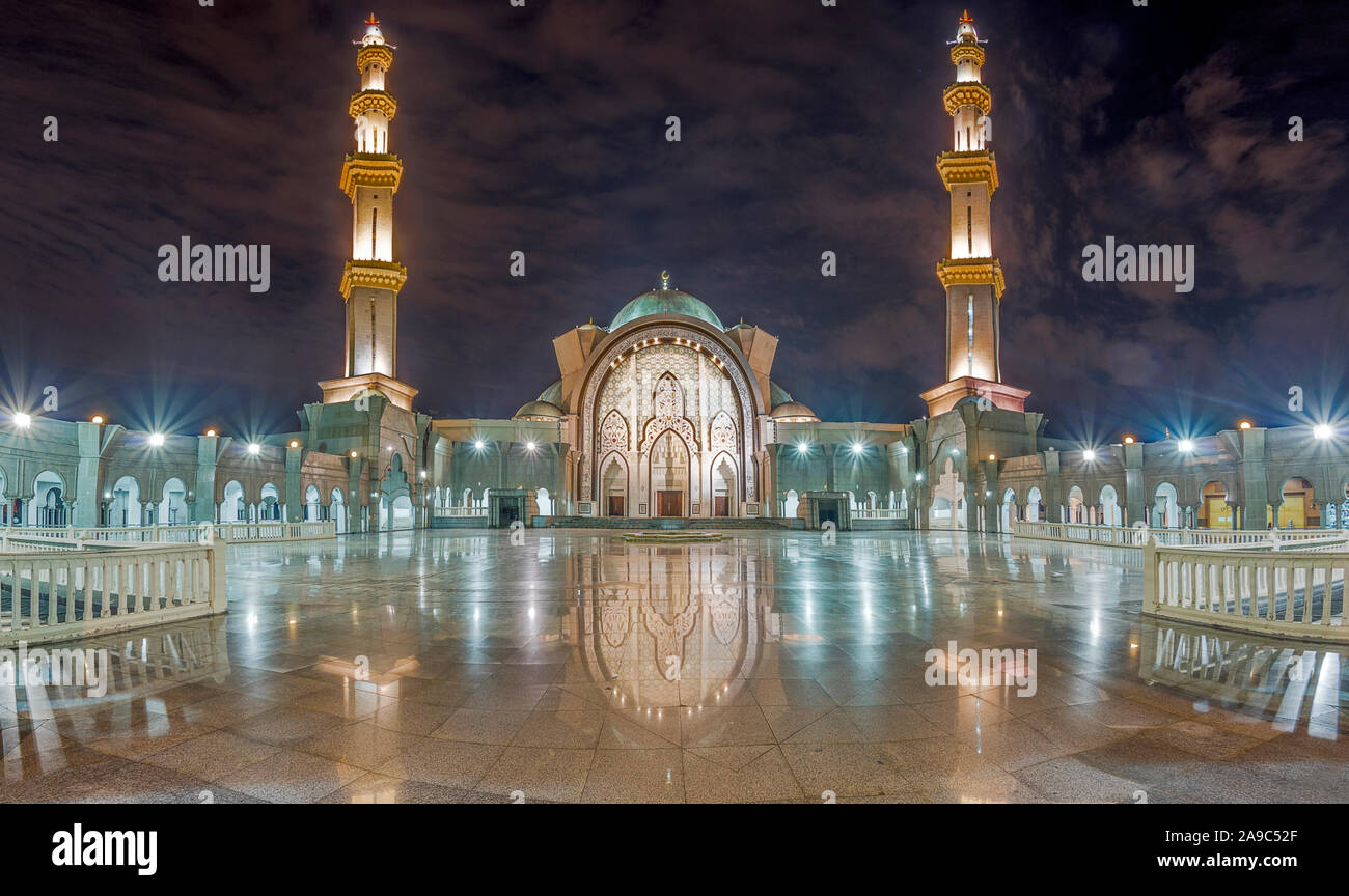 Federal Territory Mosque architecture at sunrise, Kuala Lumpur ...