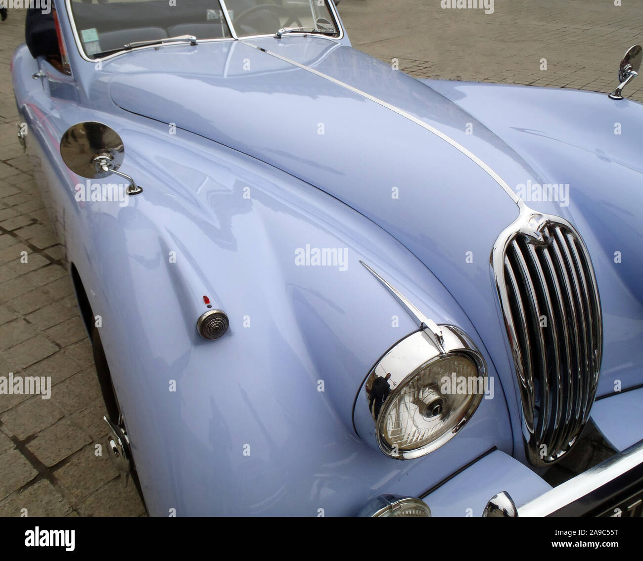 View of azure Vintage Car Stock Photo - Alamy